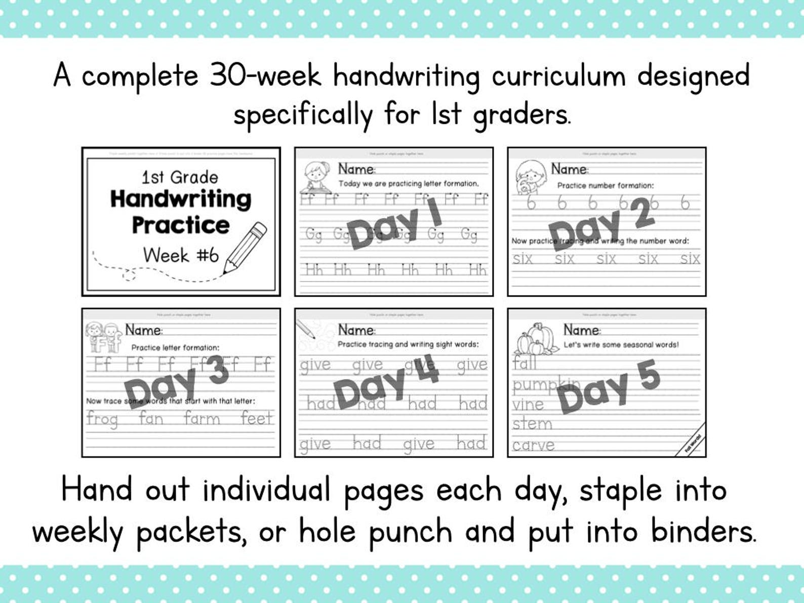 1st Grade Handwriting Curriculum | Complete Full-year Printable ...