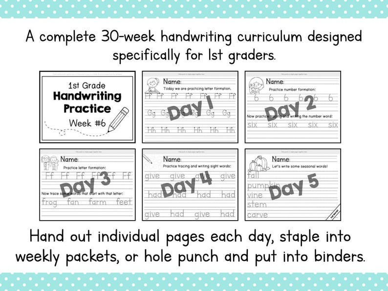 1st Grade Handwriting Curriculum | Complete Full-year Printable ...