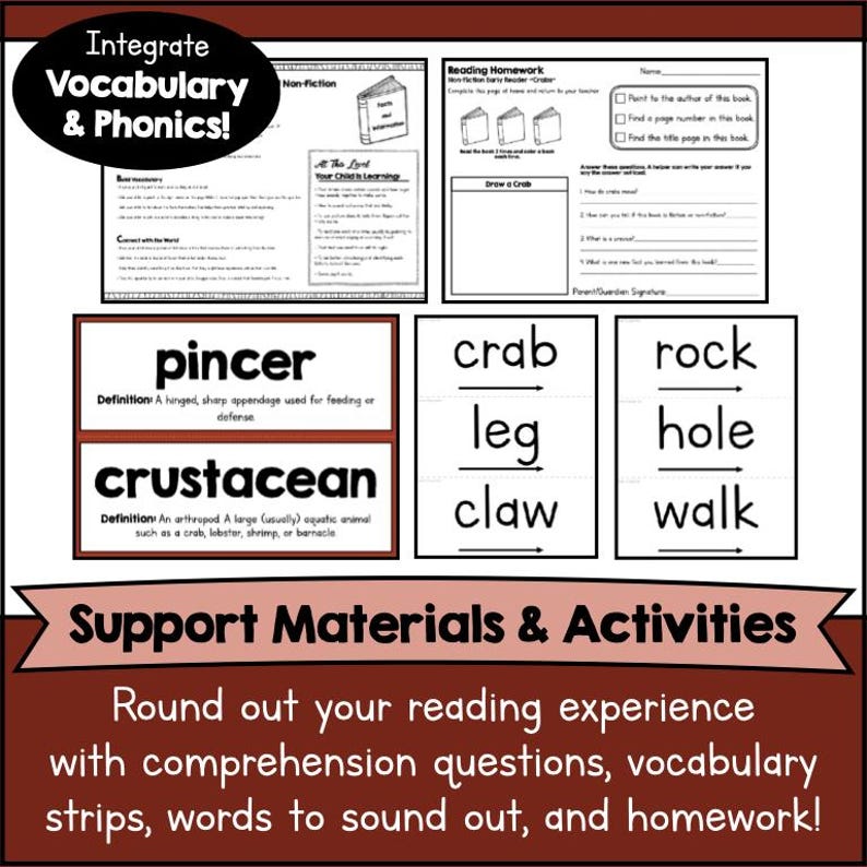 PRINTABLE CRABS Nonfiction Early Reader Book for Kids | Ocean Animal ...