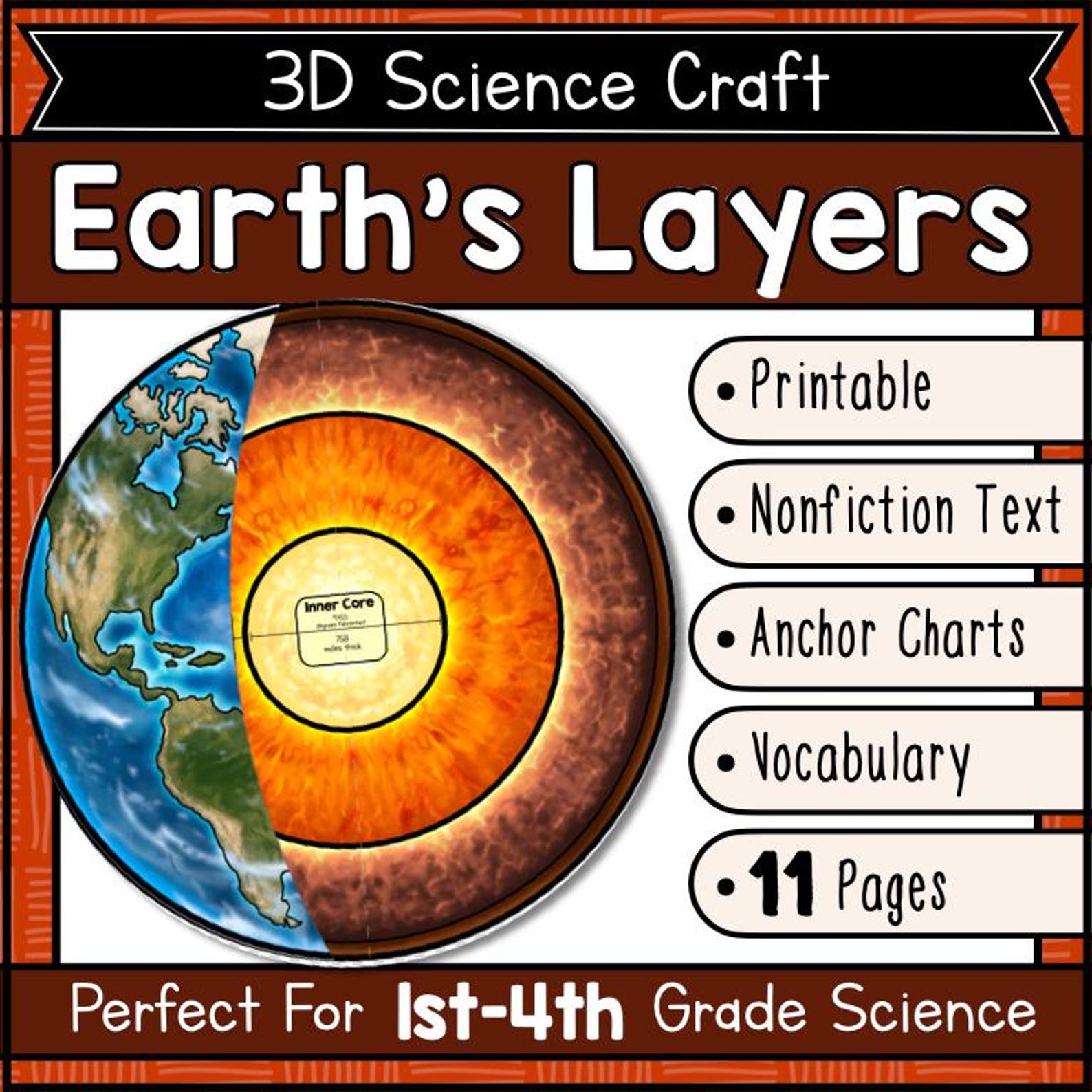 Layers of the Earth 3D Paper Craft, Earth Science Crafting Project ...
