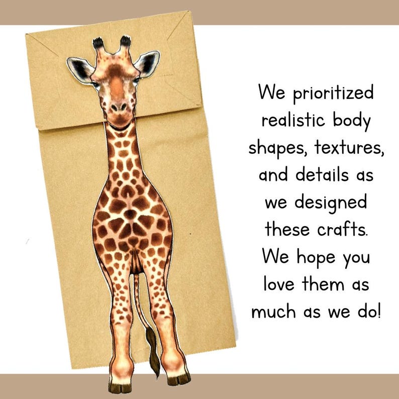 DIY Giraffe Puppet Printable | Fun Paper Bag Craft Template | Easy ...