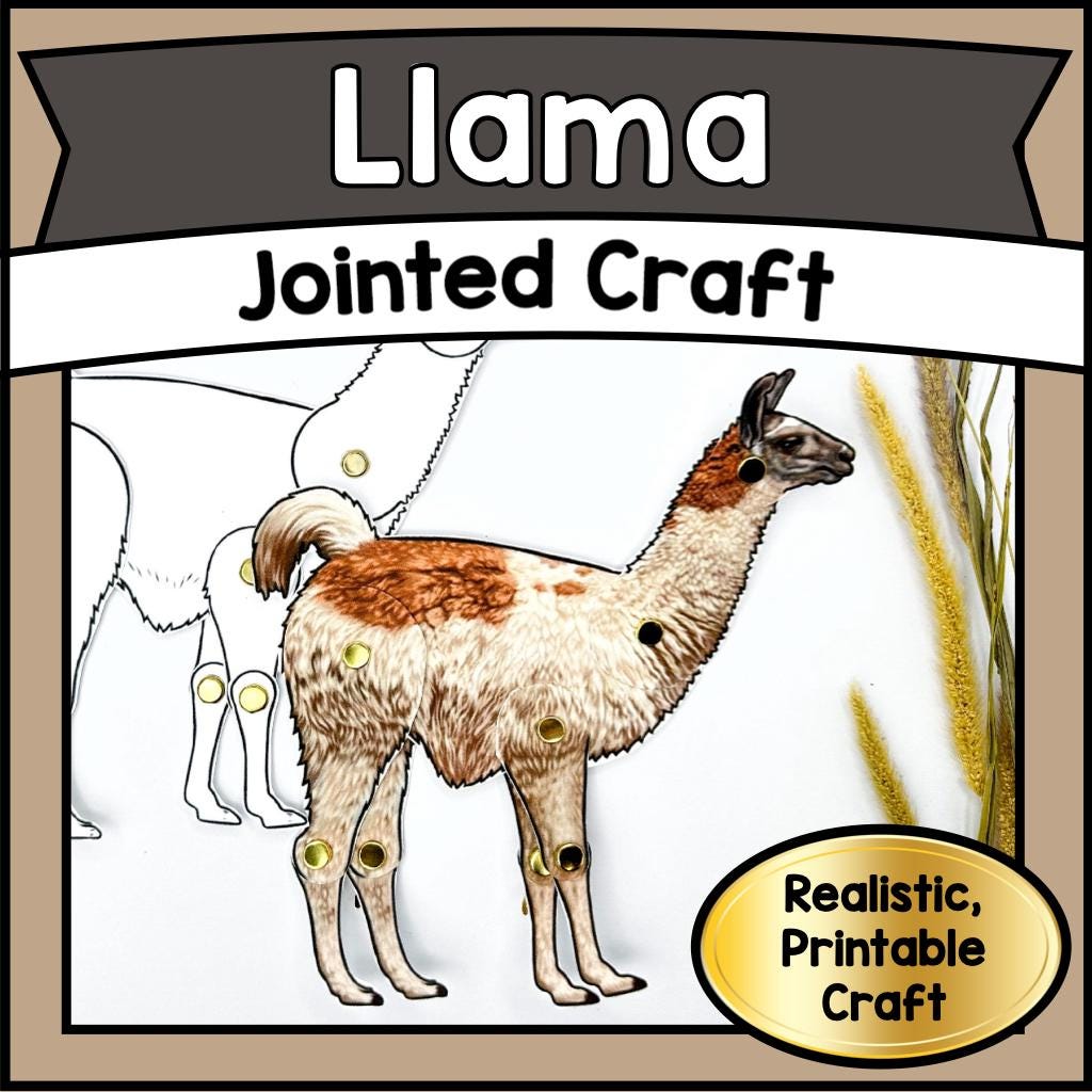 Llama Jointed Paper Craft Printable, Articulated Animal Moving Craft ...