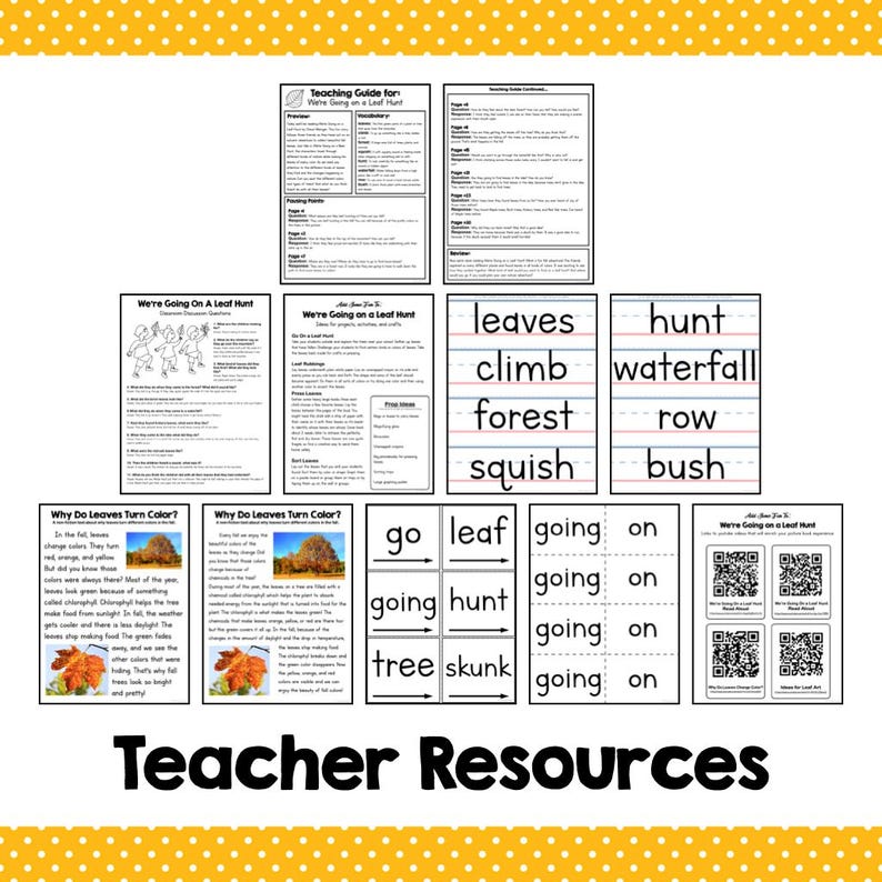 We're Going on a Leaf Hunt- Picture Book Study Companion - Etsy