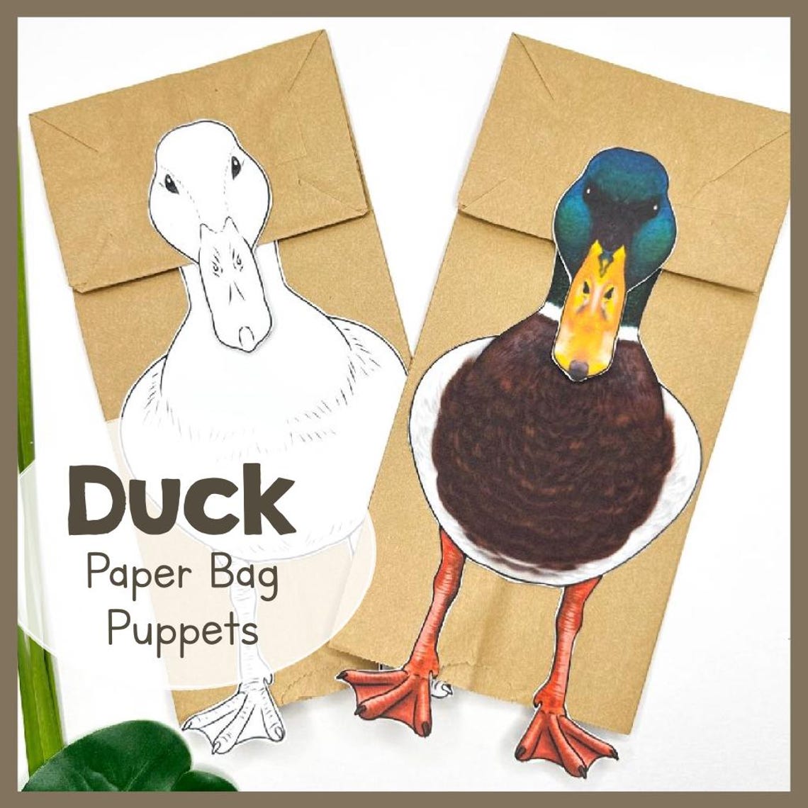 DIY Duck Puppet Printable | Fun Paper Bag Craft Template | Easy Puppet ...