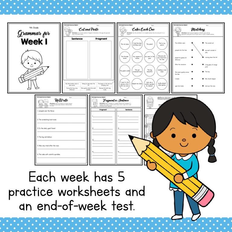 Complete 4th GRADE GRAMMAR Curriculum Printable - 30 Weeks of ...
