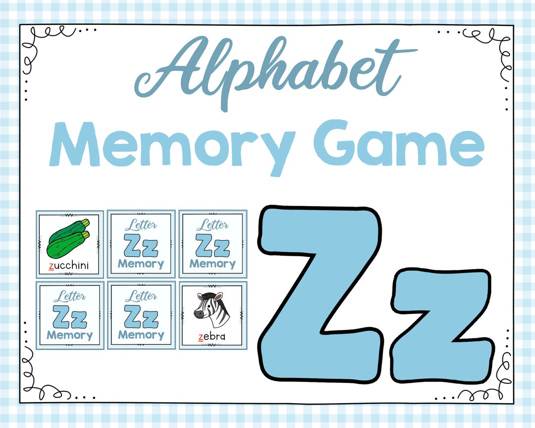 Letter Z Memory Game - Etsy Canada