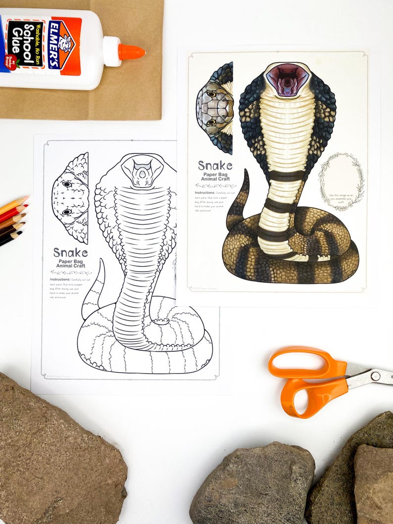 Printable SNAKE Paper Bag Puppet Craft Kit | DIY Reptile Craft PDF ...