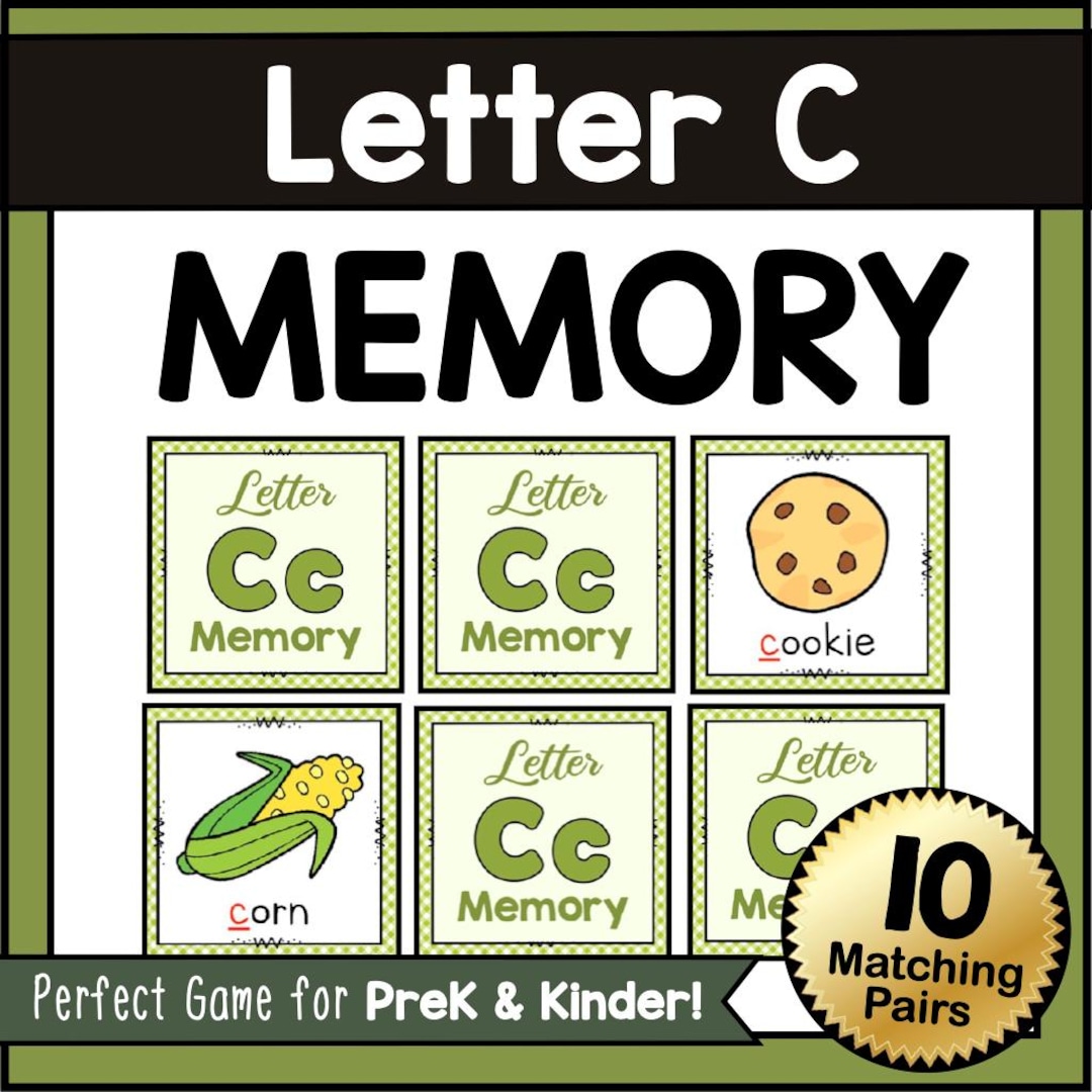 Letter C MEMORY GAME PRINTABLE - Alphabet Matching Cards for Preschool ...