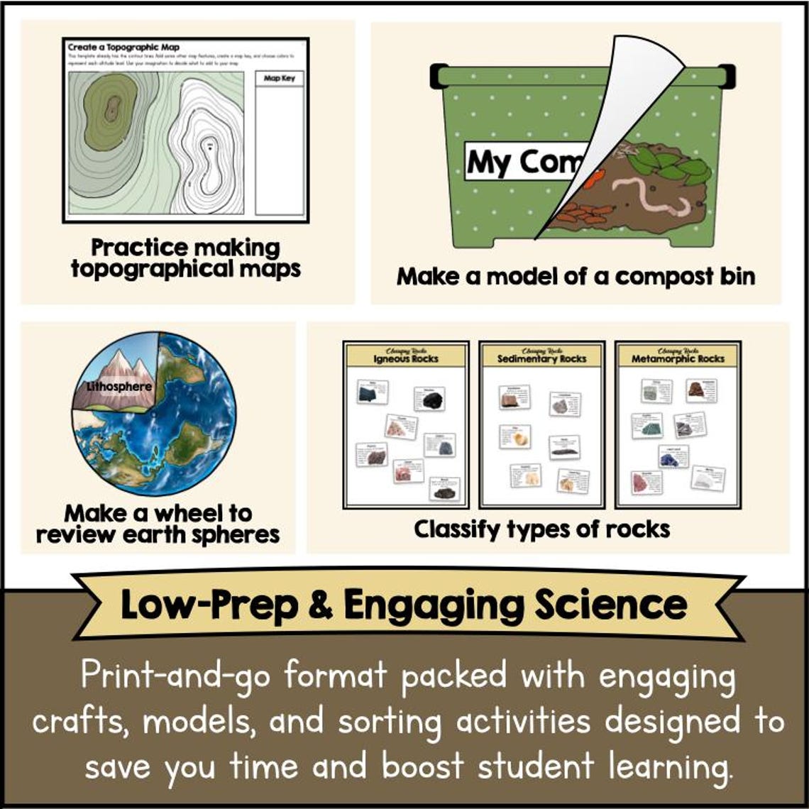 NGSS Earth Environmental Science Craft Bundle Printable Geology Science ...
