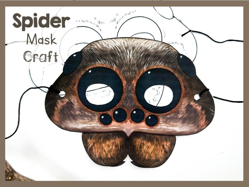 Printable Spider Mask Craft Kit Halloween Party Fun Articulated Animal ...