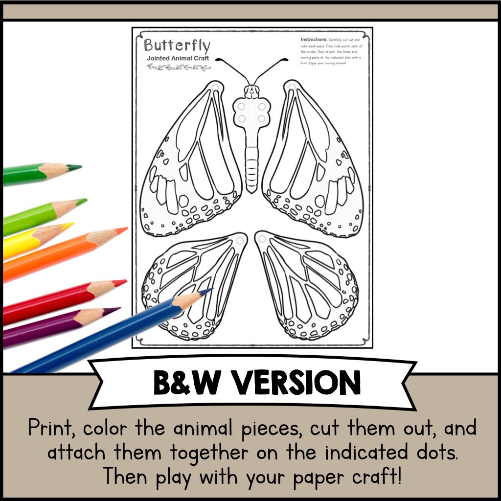 Printable Jointed BUTTERFLY Puppet Craft Template | DIY Articulated ...