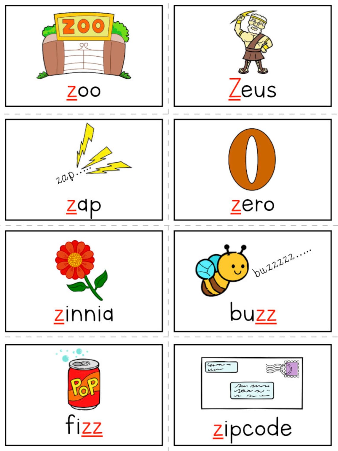Letter Z Bingo Game - Etsy