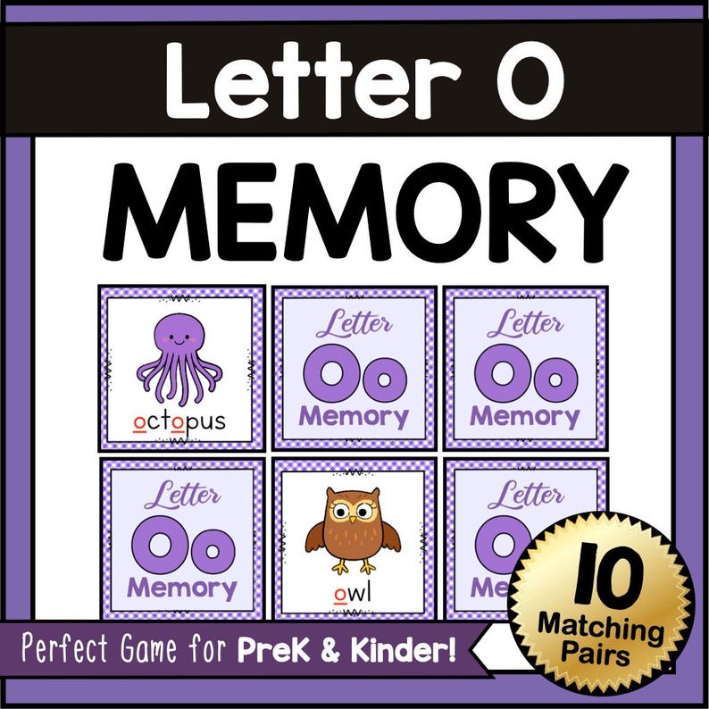 LETTER O Memory GAME Printable Pdf – Alphabet Matching Cards for ...