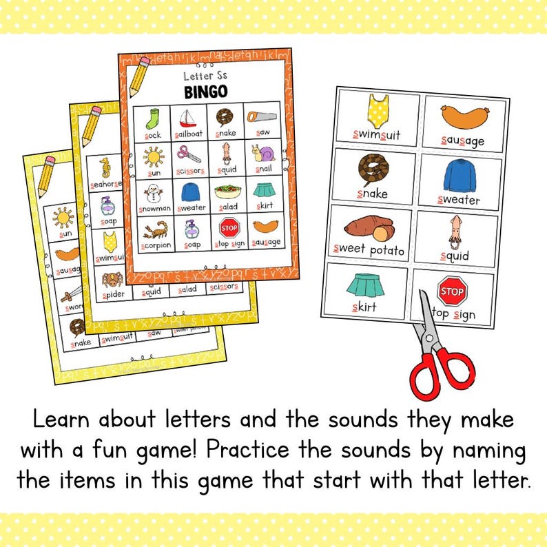 LETTER S BINGO Game – Cute Alphabet Bingo Printable for Preschool and ...