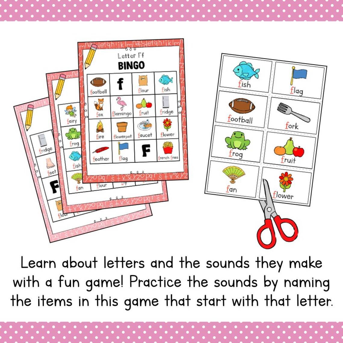 Letter F Bingo Game - Etsy Canada