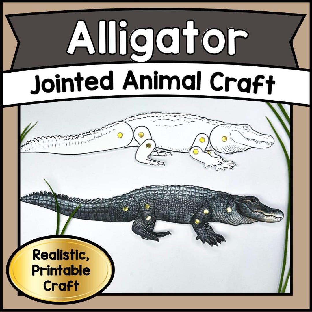Articulated Alligator Craft – Jointed Animal Paper Craft Template, DIY ...