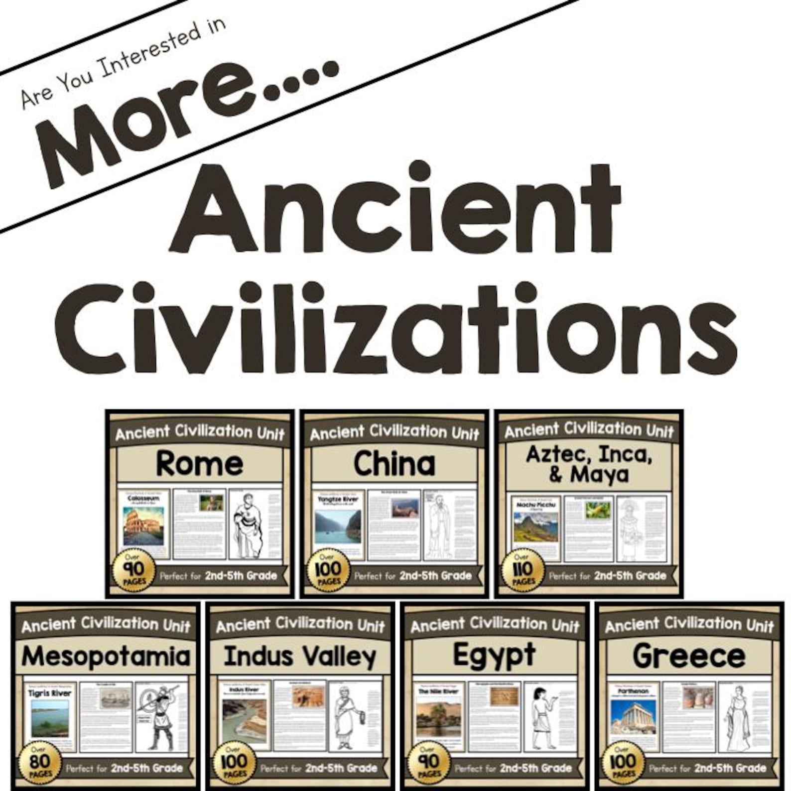 Printable Bundle of 7 Ancient Civilizations Unit Study, Educational ...