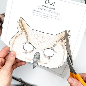 Printable Owl Face Mask Template | Artistic Animal Paper Craft for DIY ...