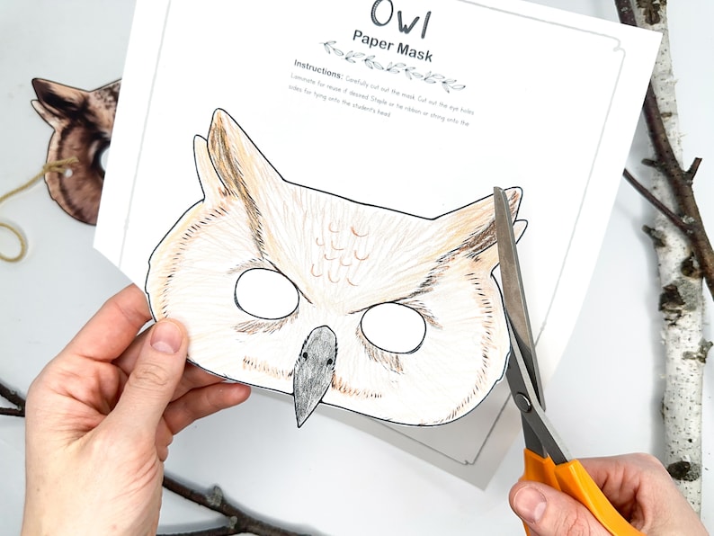 Printable Owl Face Mask Template | Artistic Animal Paper Craft for DIY ...