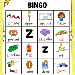 Letter Z Bingo Game - Etsy