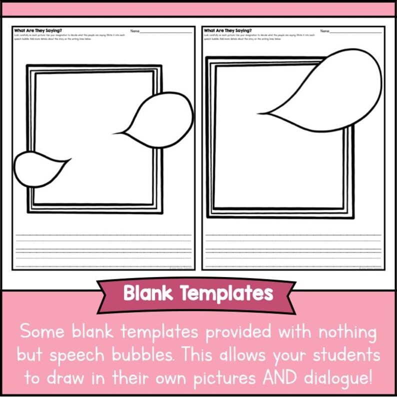 Speech Bubble Writing Prompts, Dialogue Writing Worksheets, Sentence ...
