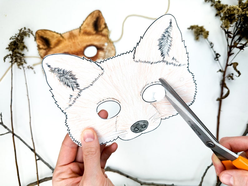 Fox Paper Mask Craft Template Printable Animal Themed Party Mask Eco ...