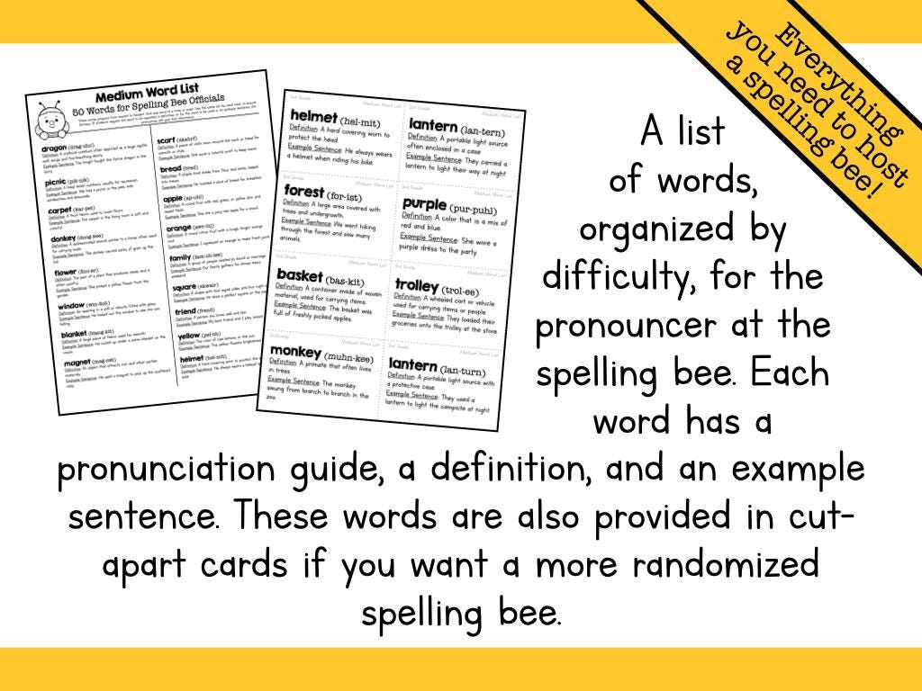 BUNDLE | Classroom Spelling Bee by Grade | Host a Class or School ...