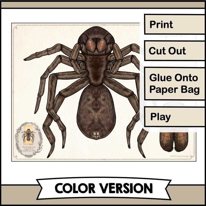 DIY SPIDER Paper Bag Puppet PDF | Printable Kids Craft Template | Fun ...