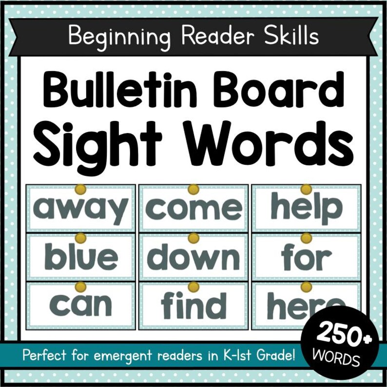 Sight Word Bulletin Board Printable, Word Wall Cards Kindergarten, High ...