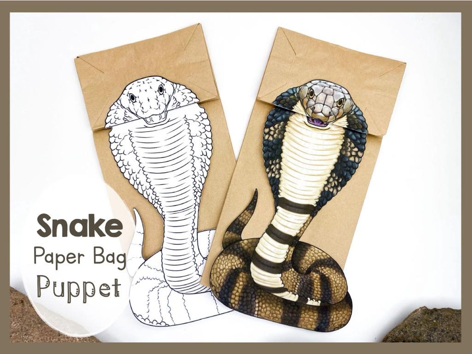 Printable Snake Paper Bag Puppet Craft Template | Fun Animal Crafting ...