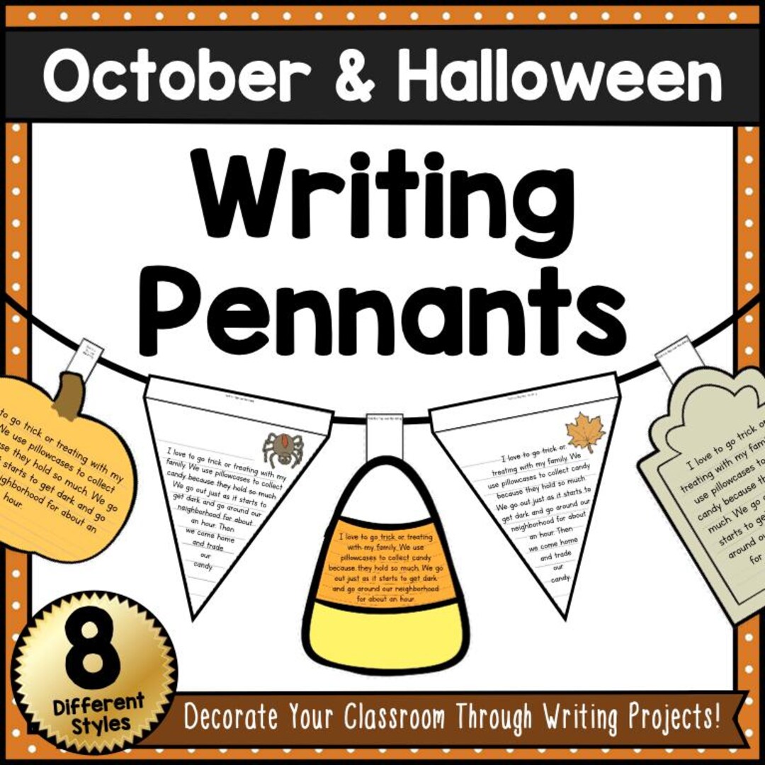 October & Fall Writing Pennants Flag Printable Halloween Autumn ...