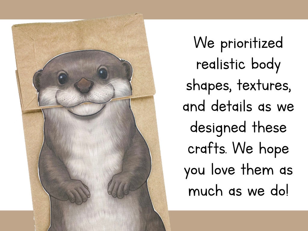 Kids Craft Otter Puppet Printable Paper Bag Template Animal Enthusiast ...