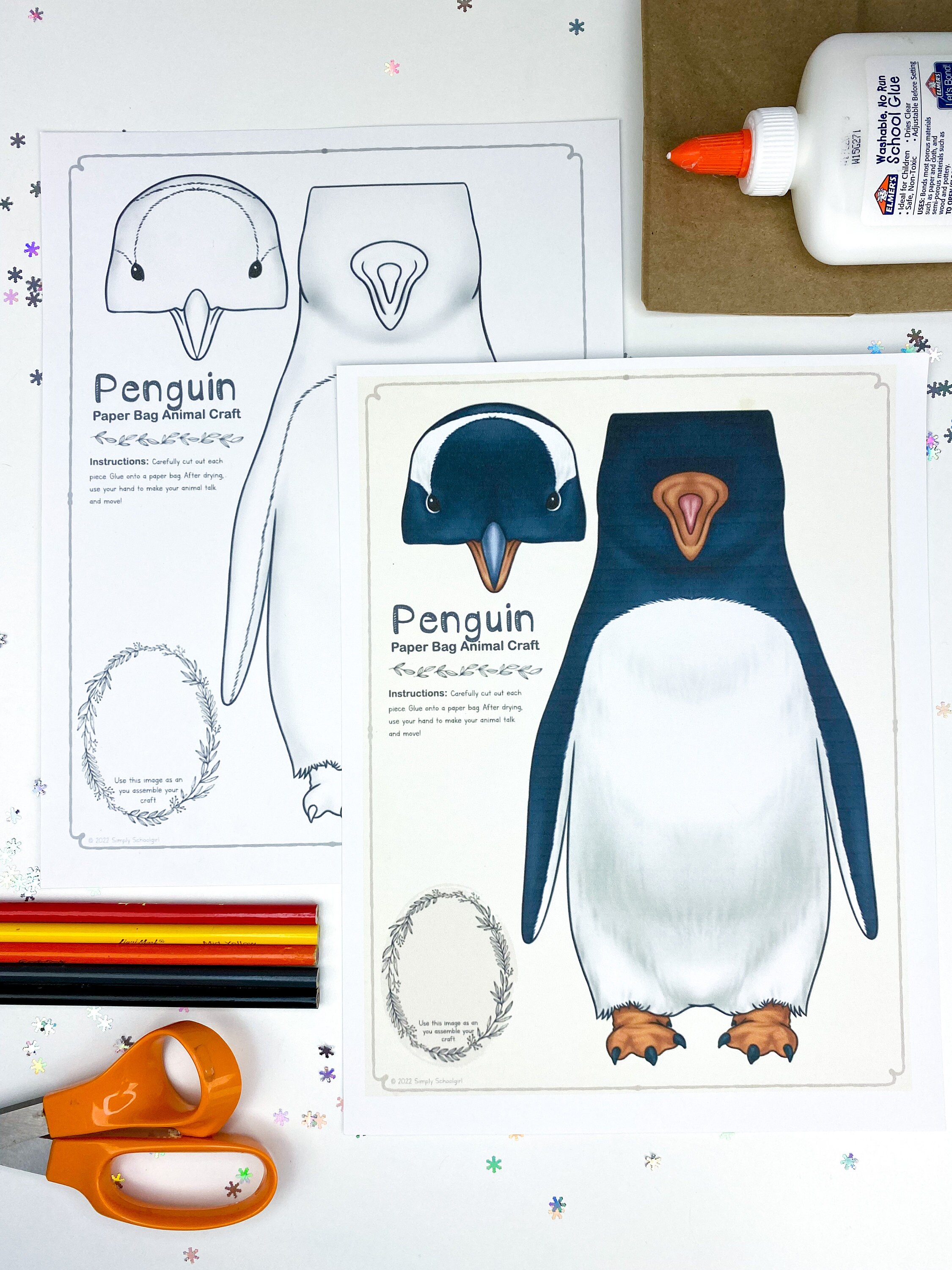 Penguin Paper Bag Puppet Kit | Fun Craft Activity | Penguin Themed ...
