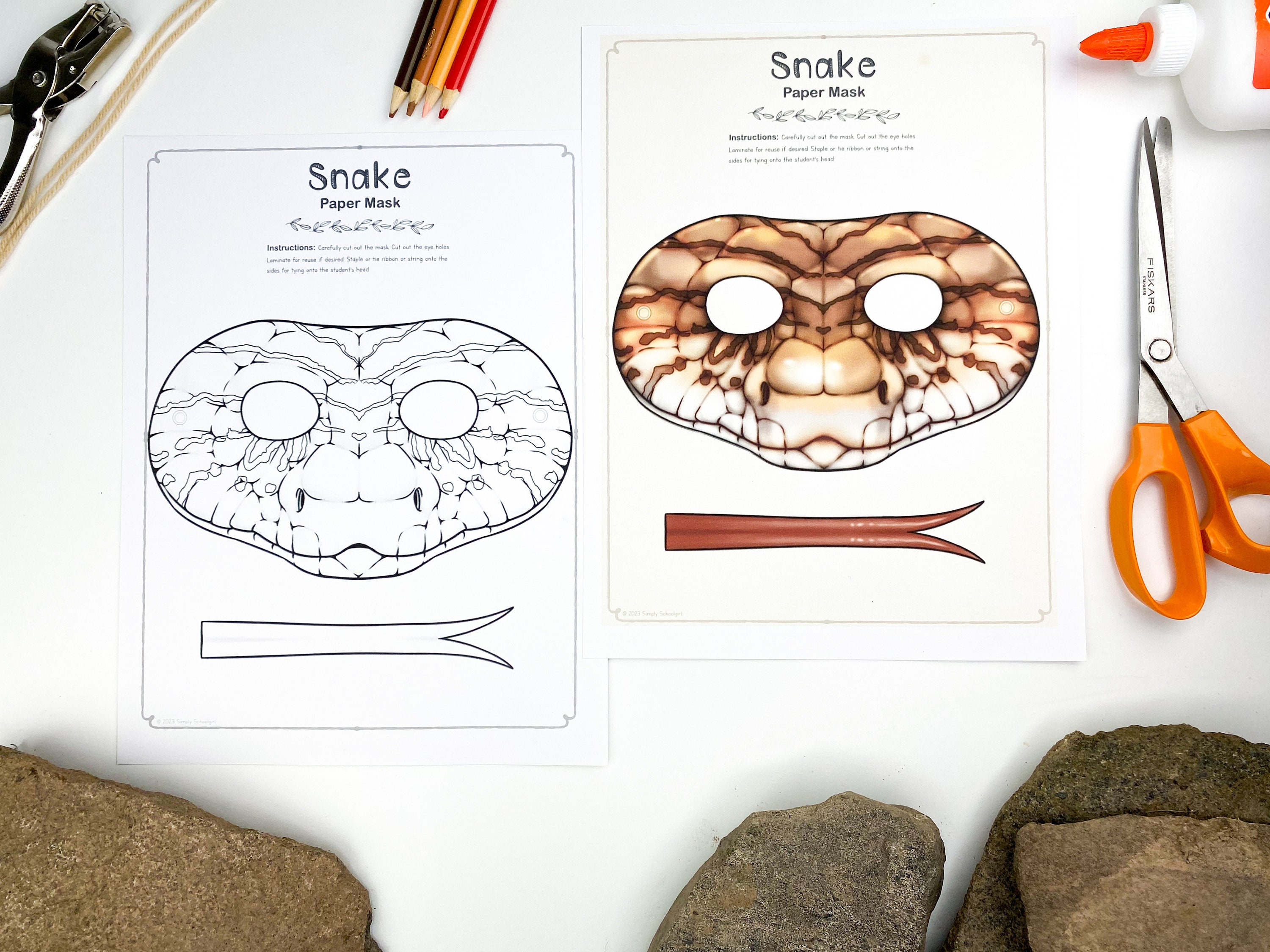 Snake Mask Craft Kit | Easy Print Animal Paper Template | Reptile ...
