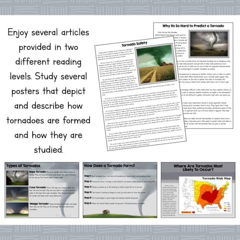 Tornadoes Unit Study Printable • Weather Science Worksheets, Posters ...