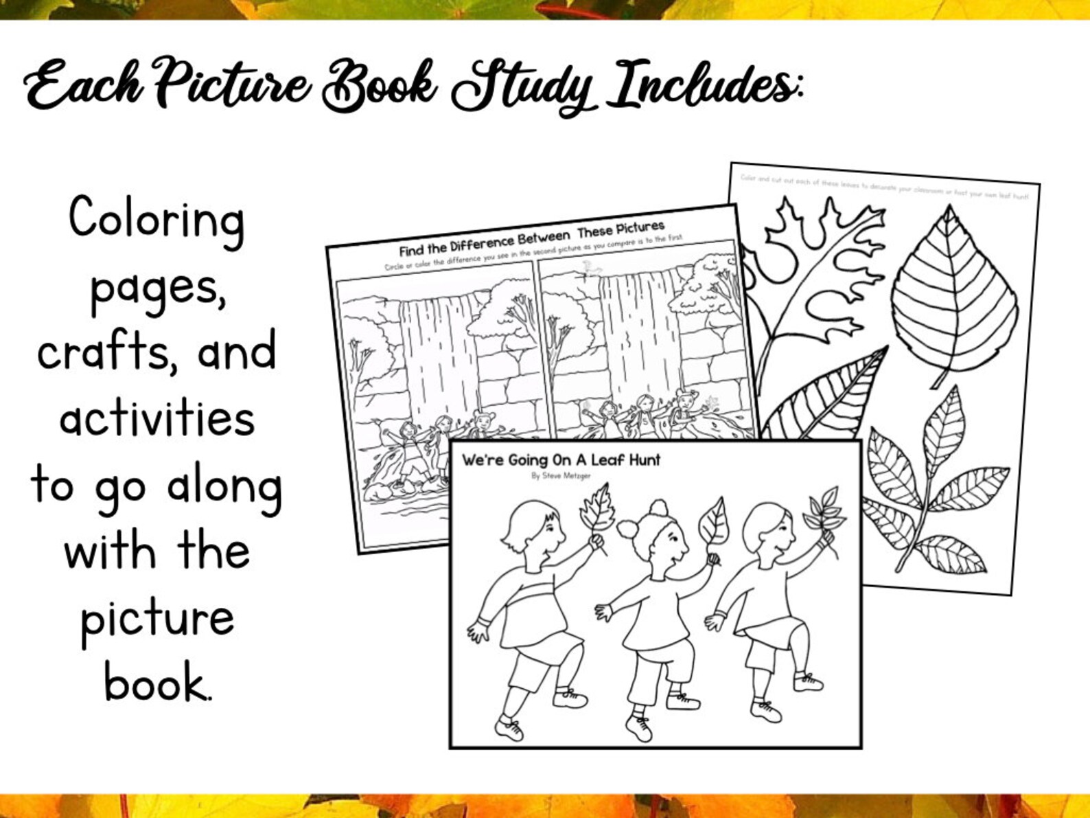 We're Going on a Leaf Hunt- Picture Book Study Companion - Etsy