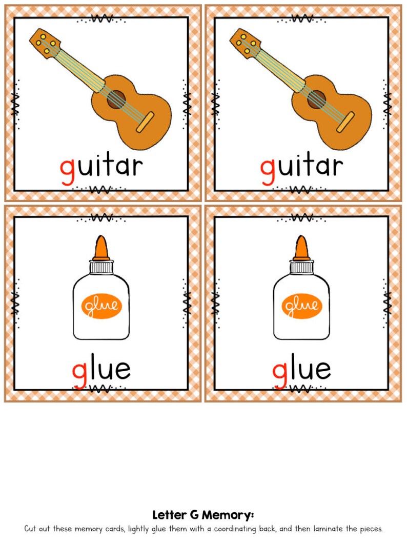 Letter G Memory Game - Etsy