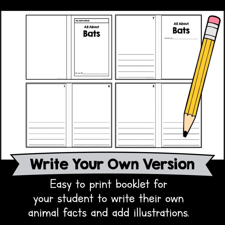 Printable Bats NONFICTION Early Reader PDF | DIY Animal Book With Real ...