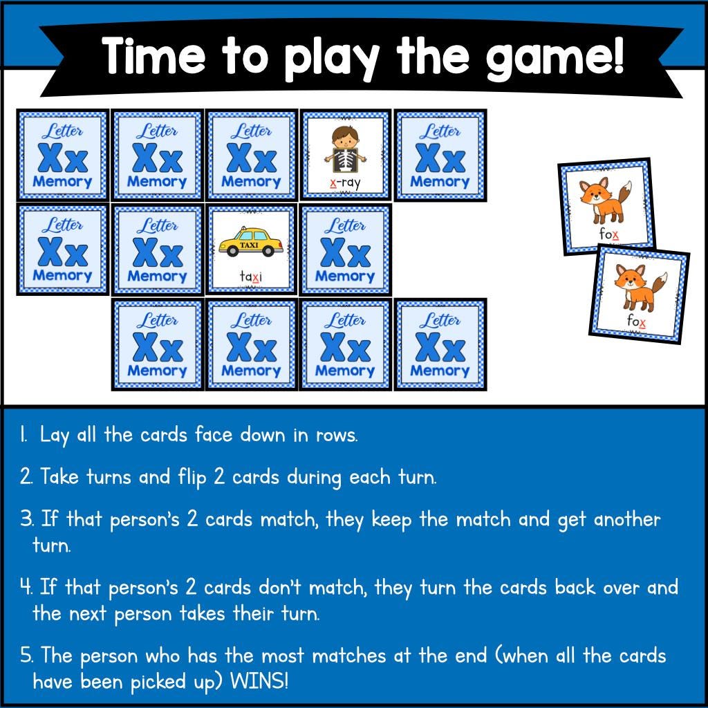 Letter X Memory Game Printable - ABC Matching Cards and Fun Alphabet ...