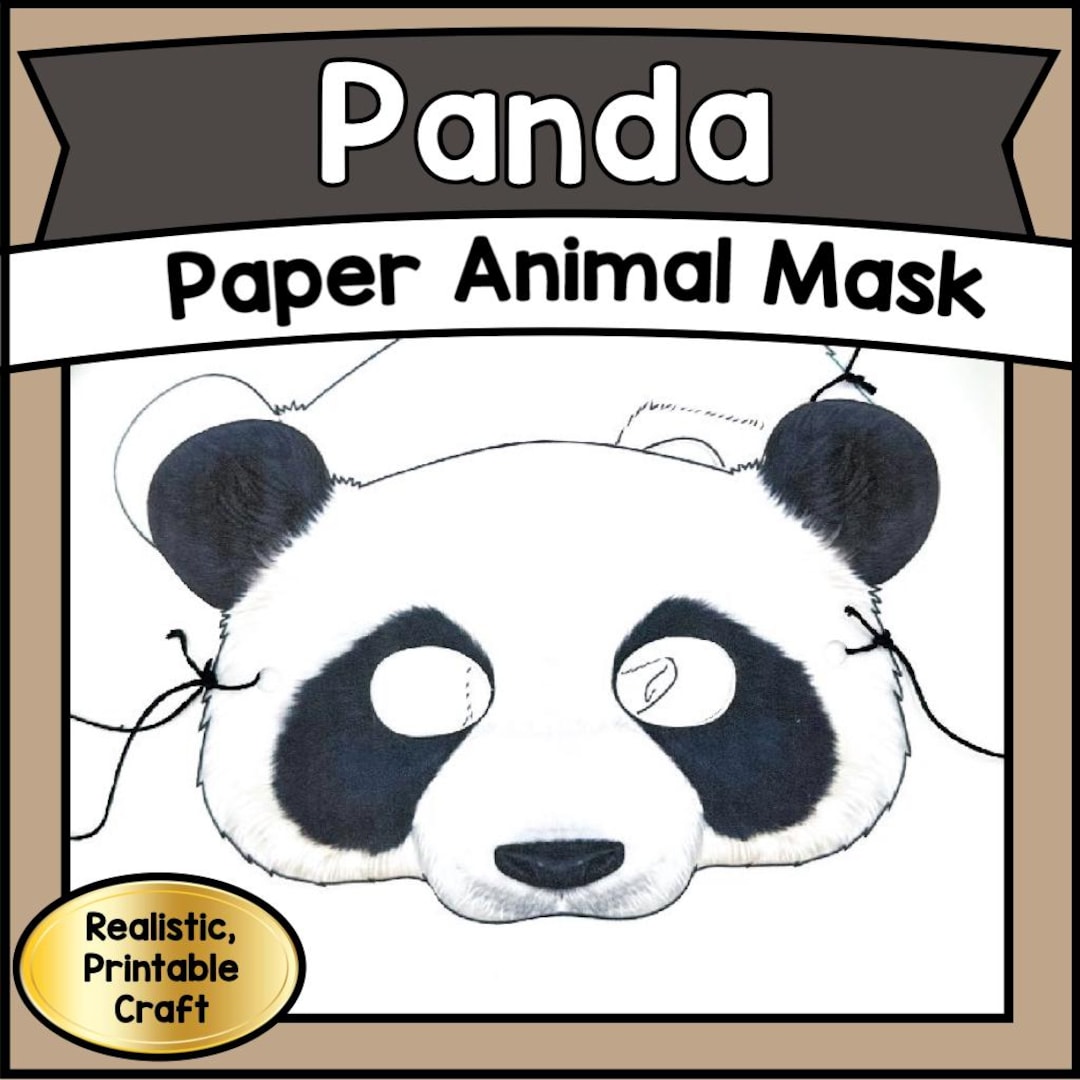Printable PANDA Paper Mask Craft Kit | DIY Animal Mask PDF Template for ...