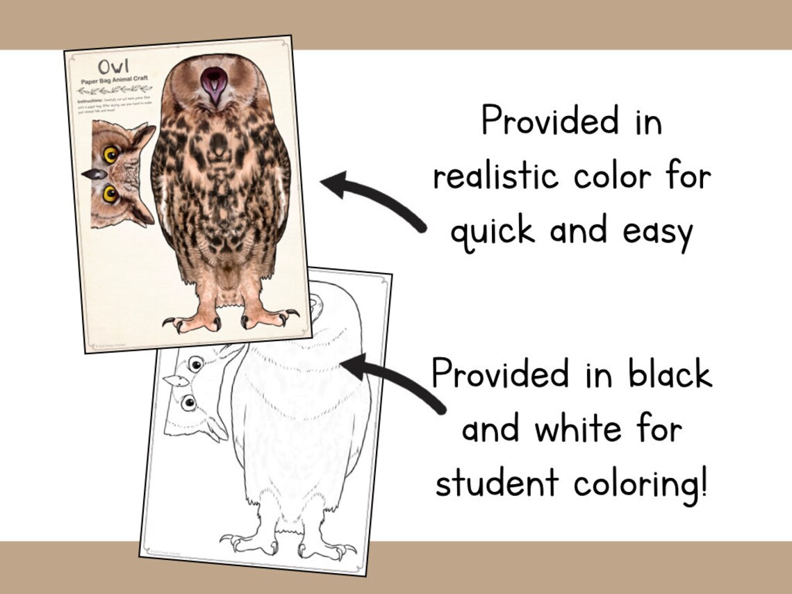 Owl Puppet Printable Template | Fun Paper Bag Craft Activity | Children ...
