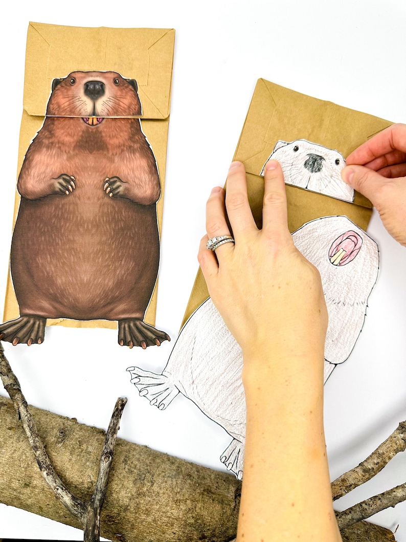 Printable BEAVER Puppet Craft Template Kit | DIY Articulated Woodland ...