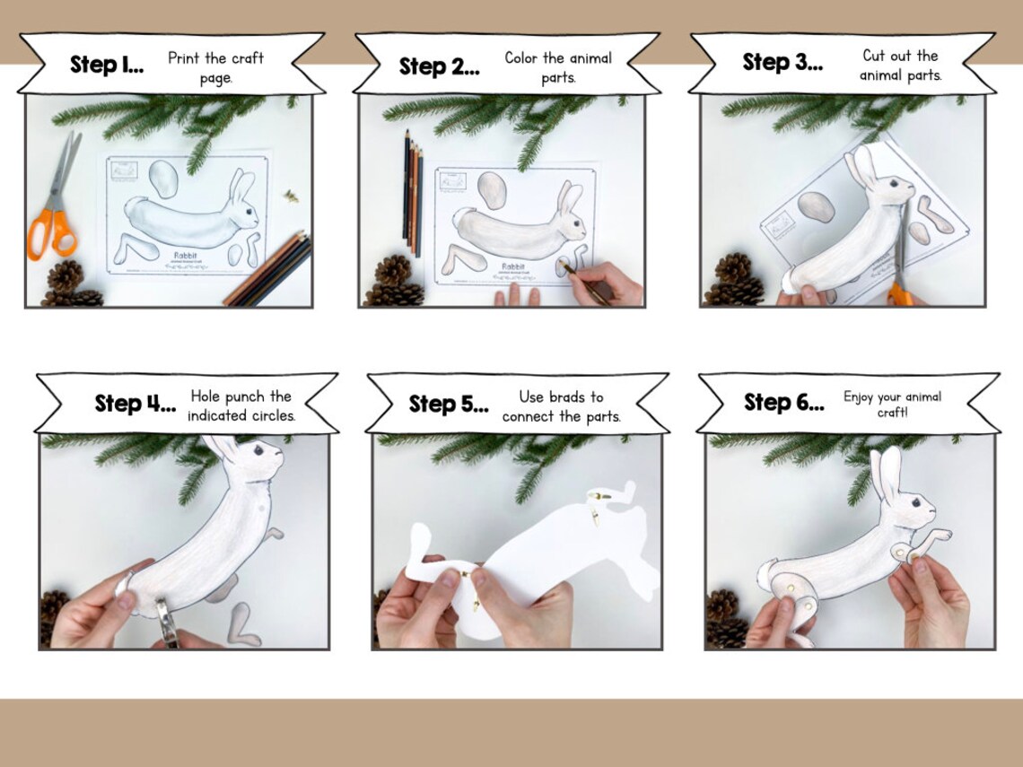 Rabbit Jointed Paper Craft Template | Realistic Articulated Bunny Craft ...