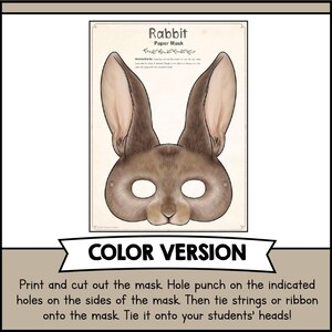 Printable RABBIT Mask & DIY Paper Craft Animal Template | Easter, Party ...
