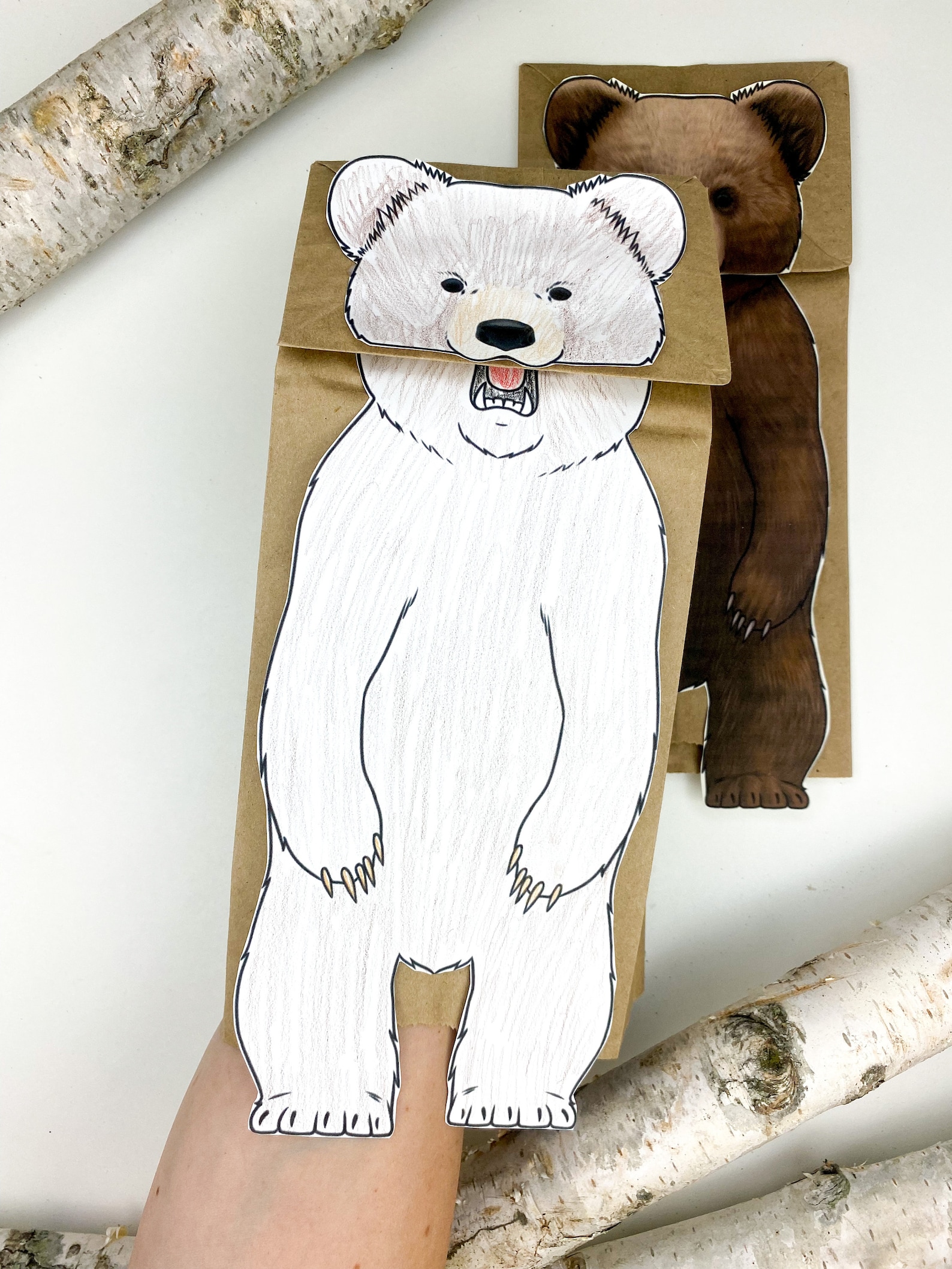 Printable DIY BEAR Paper Bag Puppet Craft PDF Template | Kids Craft Kit ...