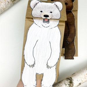 DIY Bear Paper Bag Puppet: Printable Craft Template (digital Download ...