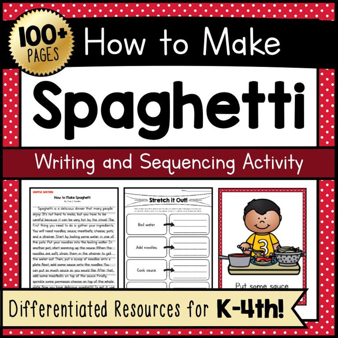 How to Make Spaghetti, Sequencing Cards Activity, Writing Practice ...