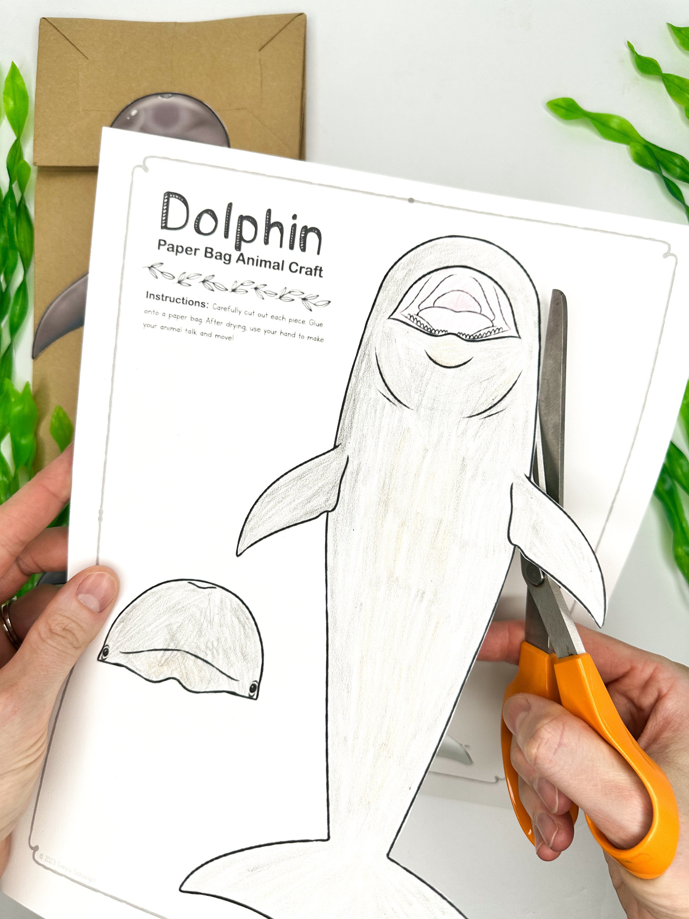 Printable Jointed DOLPHIN Puppet Craft Template Kit | DIY Ocean Animal ...