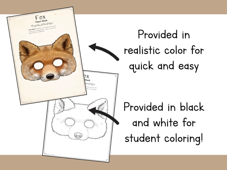 Fox Paper Mask Craft Template | Printable Animal Themed Party Mask ...