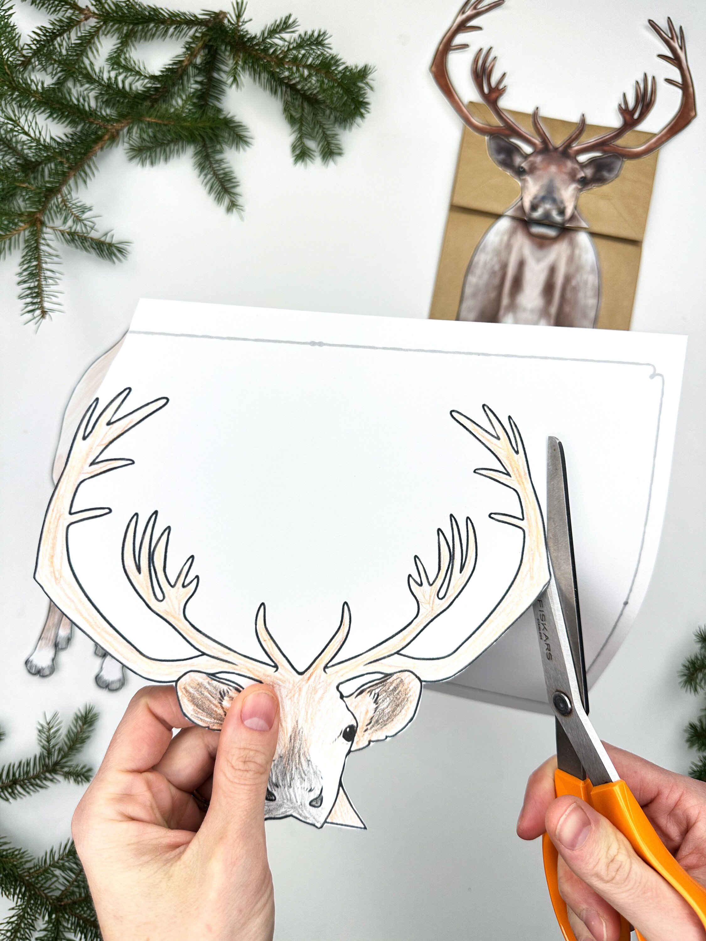 Reindeer Paper Bag Puppet Craft Kit | Articulated Caribou Craft ...
